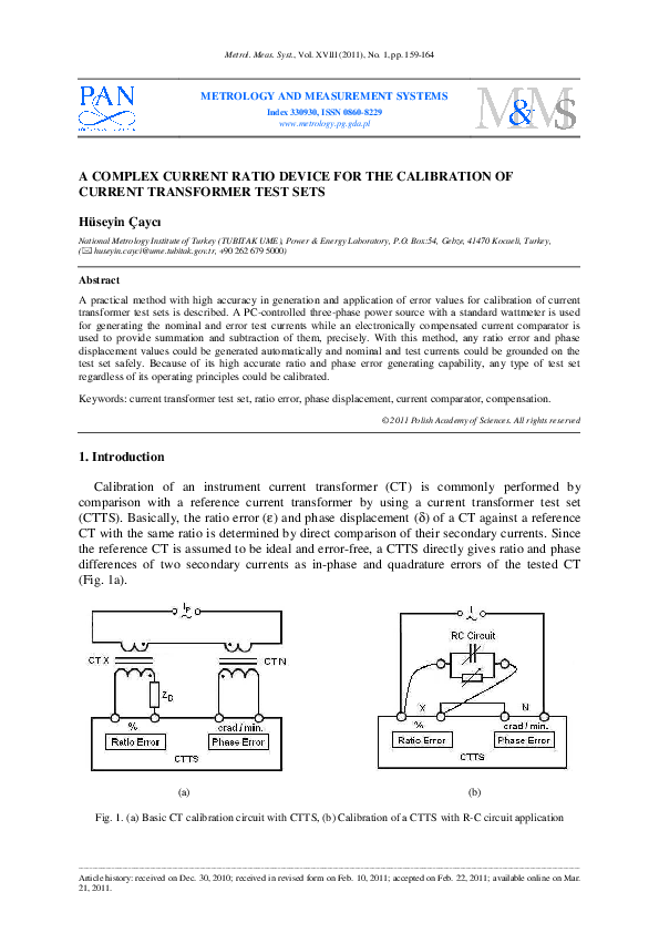 (PDF) A Complex Current Ratio Device for the Calibration of Current ...