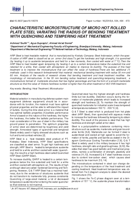 (PDF) Characteristic microstructure of micro hot rolled plate steel ...