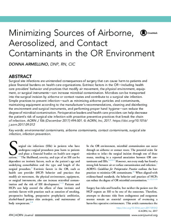 (PDF) Minimizing Sources of Airborne, Aerosolized, and Contact ...