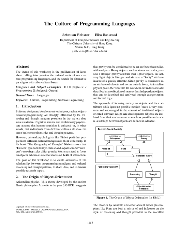 (PDF) The culture of programming languages