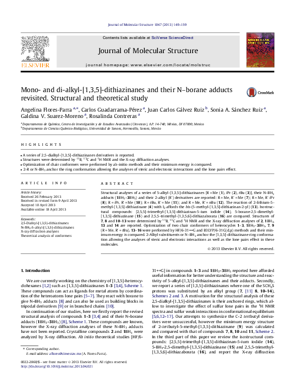 (PDF) Mono- and di-alkyl-[1,3,5]-dithiazinanes and their N–borane ...