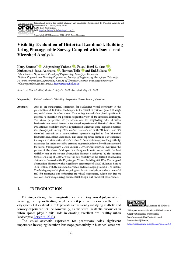 (PDF) Visibility Evaluation of Historical Landmark Building Using ...