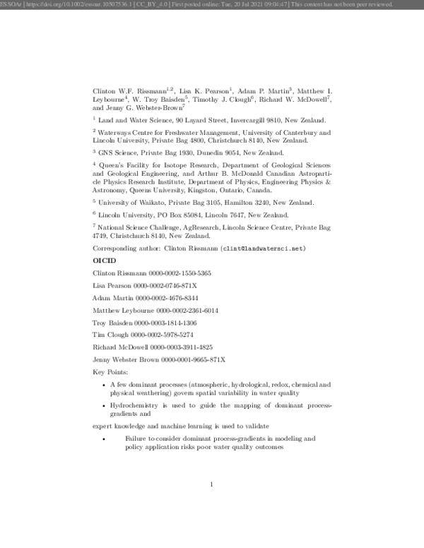(PDF) A hydrochemically guided landscape-based classification for water quality: a case study ...