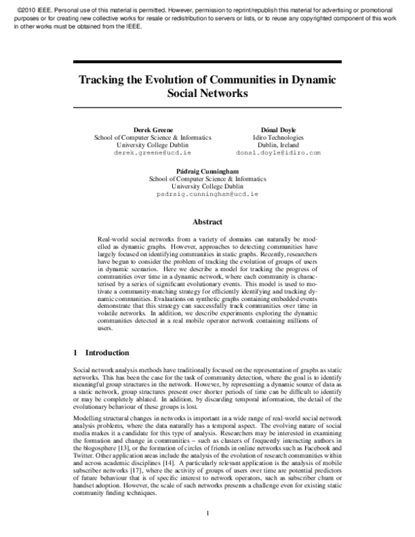 (PDF) Tracking the Evolution of Communities in Dynamic Social Networks