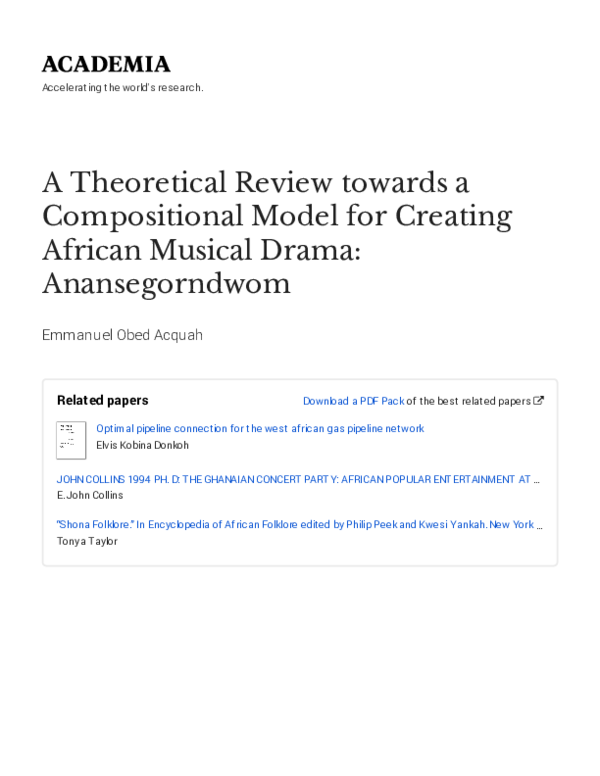 (PDF) A Theoretical Review towards a Compositional Model for Creating African Musical Drama ...
