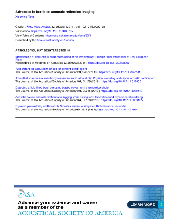 Pdf Advances In Borehole Acoustic Reflection Imaging