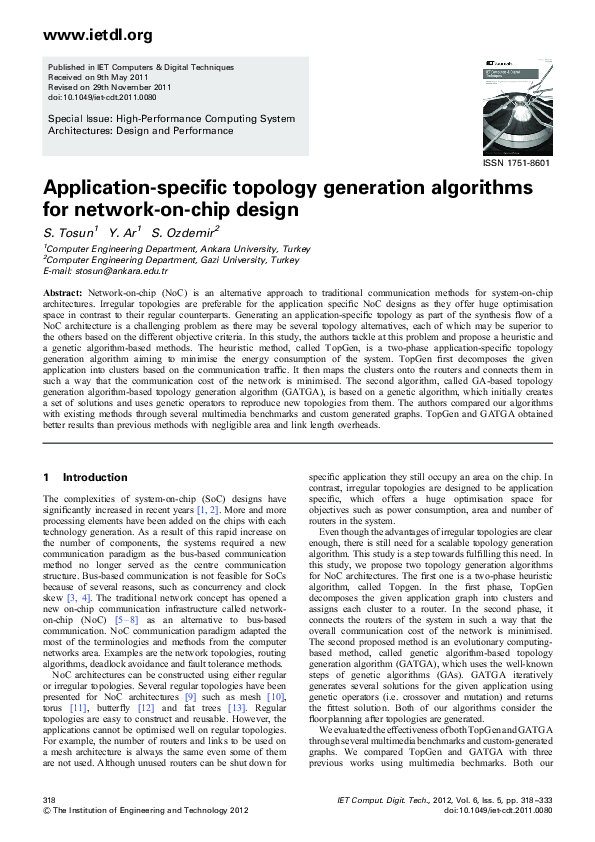 (PDF) Application-specific topology generation algorithms for network-on-chip design