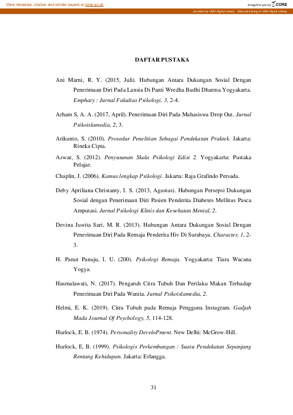 (PDF) Hubungan Body Image Dan Dukungan Sosial Terhadap Penerimaan Diri Pada Mahasiswa Fakultas ...