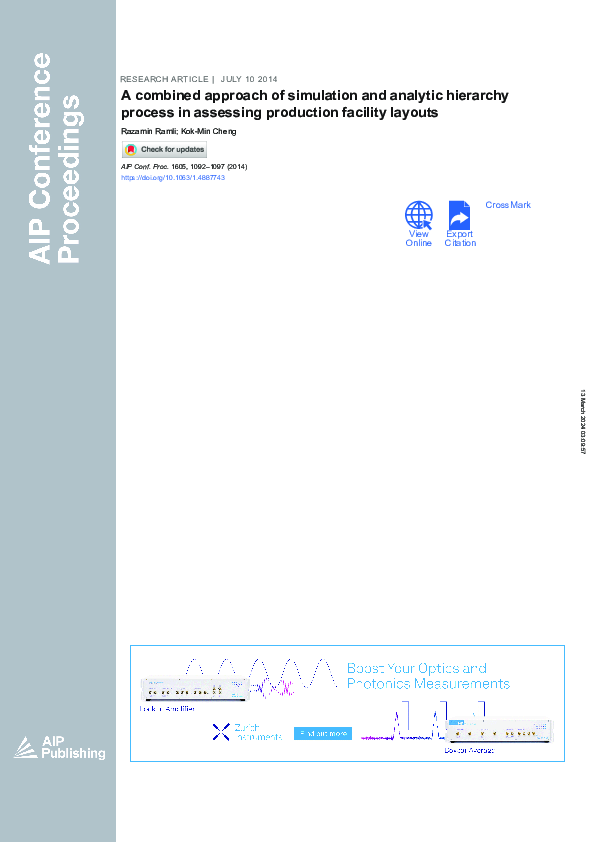 (PDF) A combined approach of simulation and analytic hierarchy process in assessing production ...