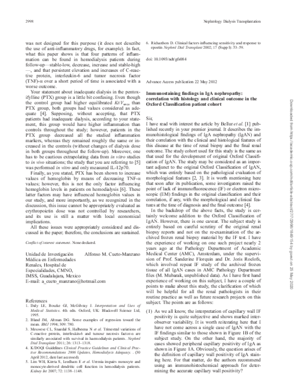 (PDF) Immunostaining findings in IgA nephropathy: correlation with ...