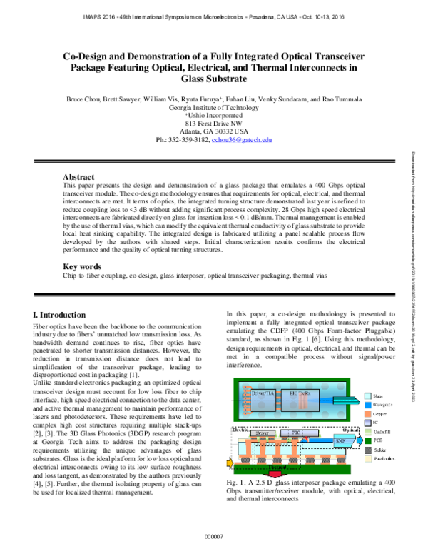(PDF) Co-Design and Demonstration of a Fully Integrated Optical ...