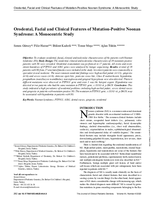 (PDF) Orodental, Facial and Clinical Features of Mutation-Positive ...