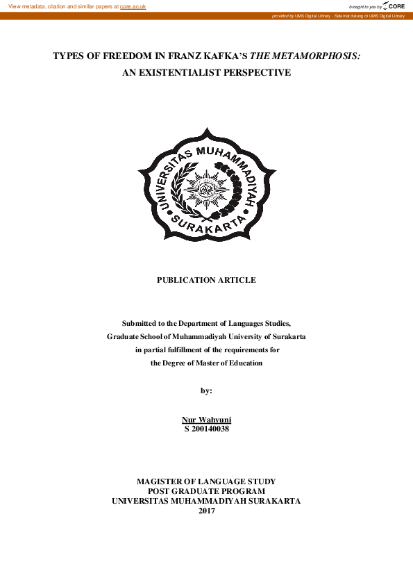 (PDF) Types of Freedom in Franz Kafka’s The Metamorphosis:An ...