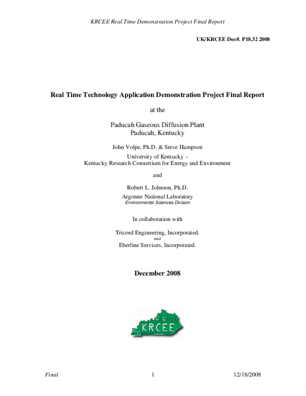 (PDF) Real Time Technology Application Demonstration Project Final Report