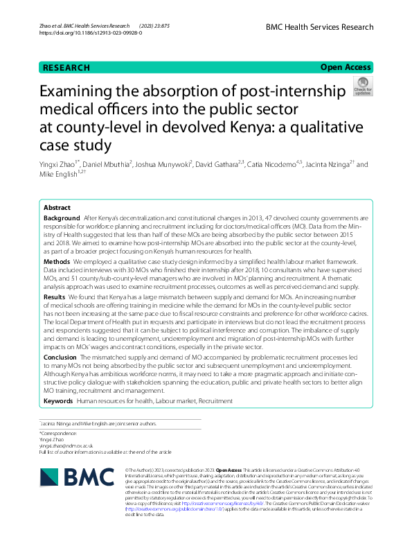 (PDF) Examining the absorption of post-internship medical officers into ...