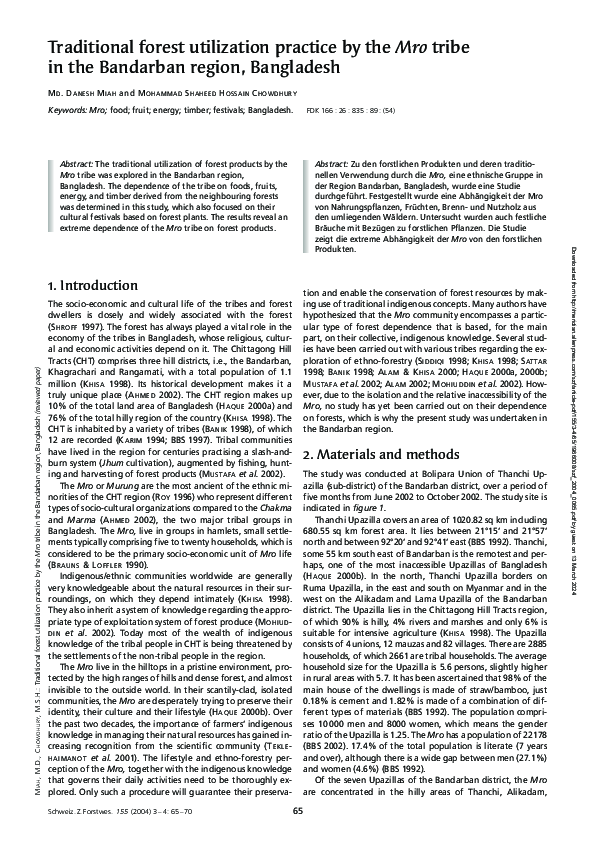 (PDF) Traditional forest utilization practice by the Mro tribe in the ...