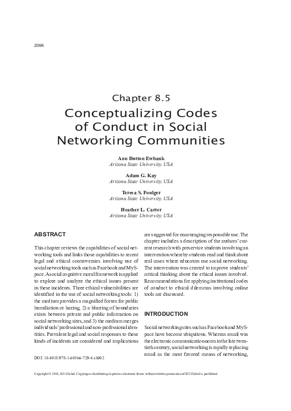 (PDF) Conceptualizing Codes of Conduct in Social Networking Communities