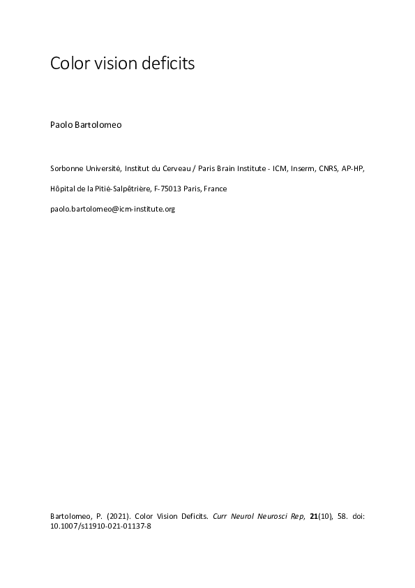 (PDF) Color Vision Deficits
