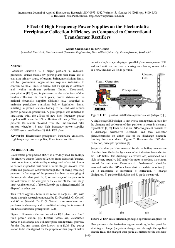 (PDF) Effect of high frequency power supplies on the electrostatic precipitator collection ...
