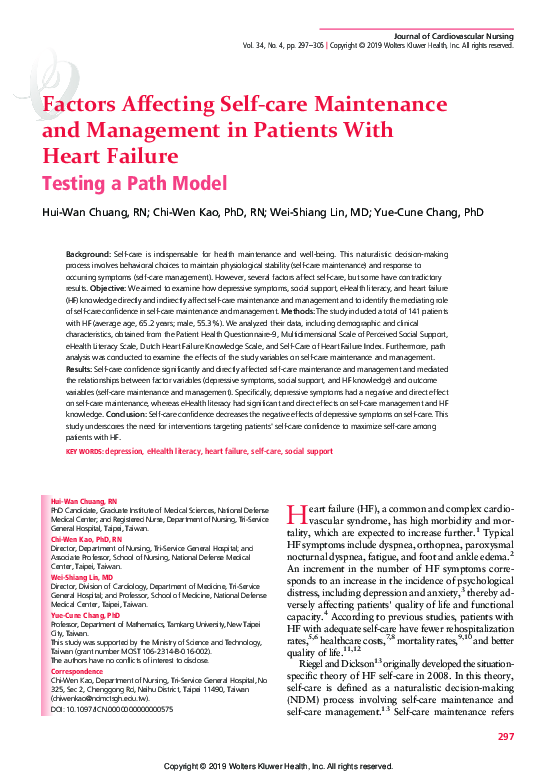 (PDF) Factors Affecting Self-care Maintenance and Management in ...