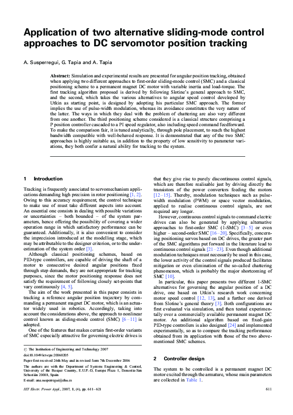 (PDF) Sliding-Mode Control for DC Motor Tracking