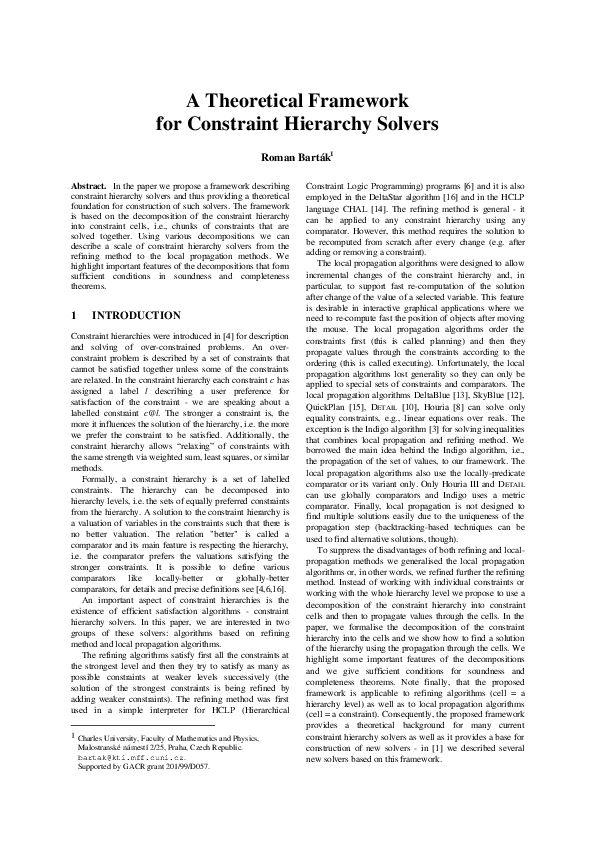 (PDF) A theoretical framework for constraint hierarchy solvers