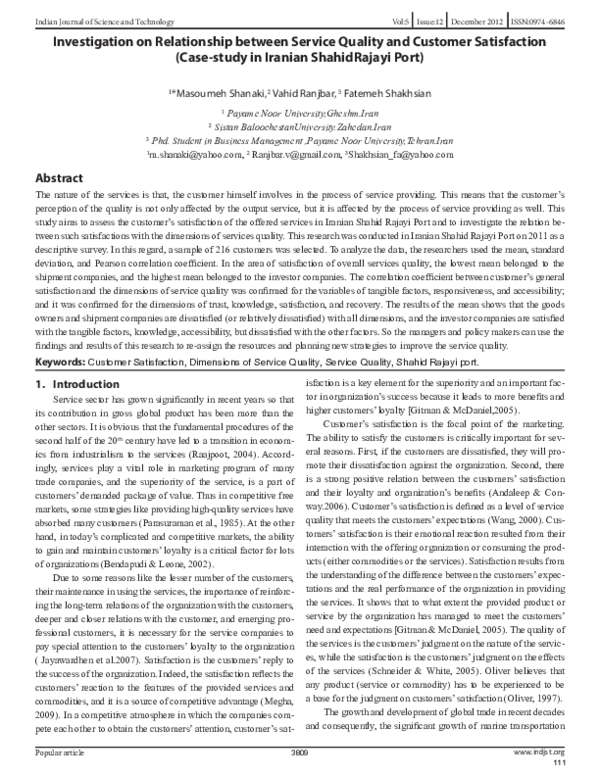 (PDF) Investigation on Relationship between Service Quality and Customer Satisfaction (Case ...
