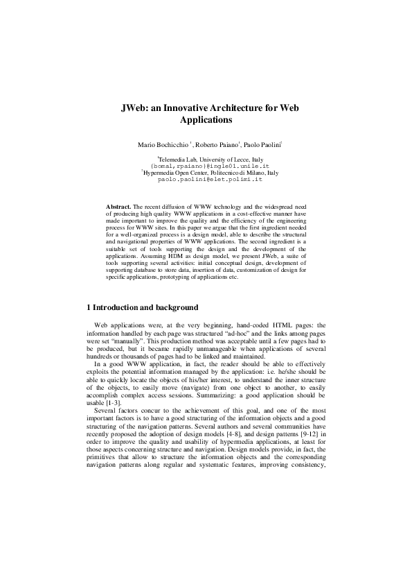(PDF) JWeb: An Innovative Architecture for Web Applications