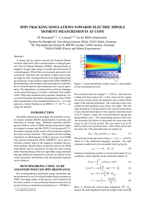 (PDF) Spin Tracking Simulations towards Electric Dipole Moment Measurements at COSY