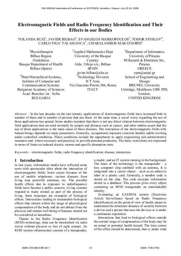 (PDF) Electromagnetic fields and radio frequency identification and ...