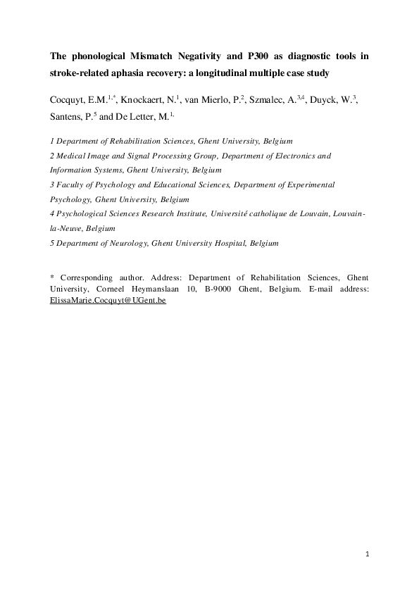 (PDF) The phonological Mismatch Negativity and P300 as diagnostic tools ...