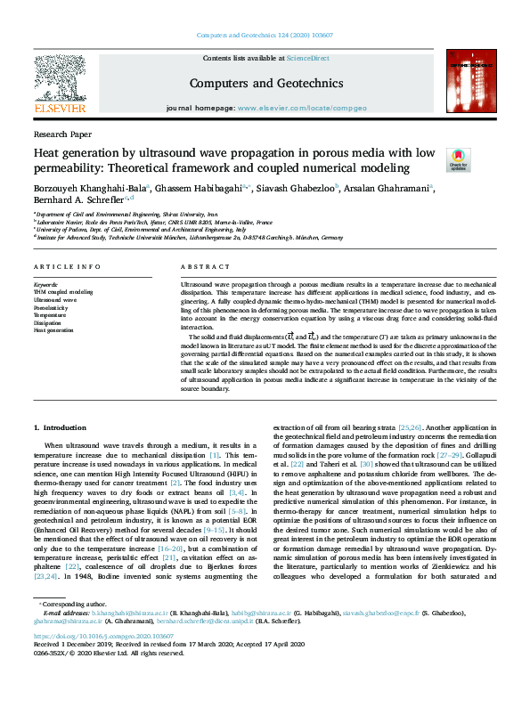 (PDF) Heat generation by ultrasound wave propagation in porous media with low permeability ...
