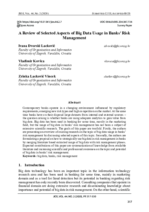 (PDF) A Review of Selected Aspects of Big Data Usage in Banks’ Risk ...