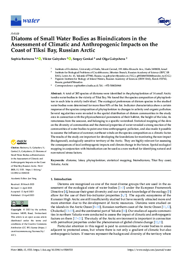 (PDF) Diatoms of Small Water Bodies as Bioindicators in the Assessment ...