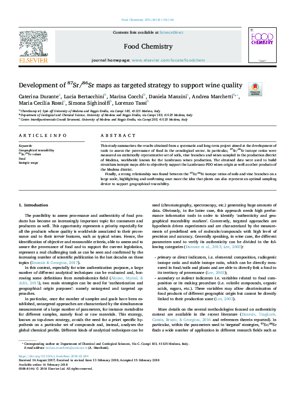 (PDF) Development of 87 Sr/ 86 Sr maps as targeted strategy to support ...