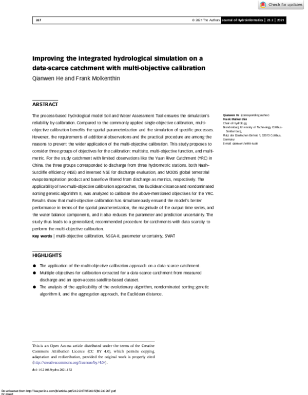 Pdf Improving The Integrated Hydrological Simulation On A Data Scarce