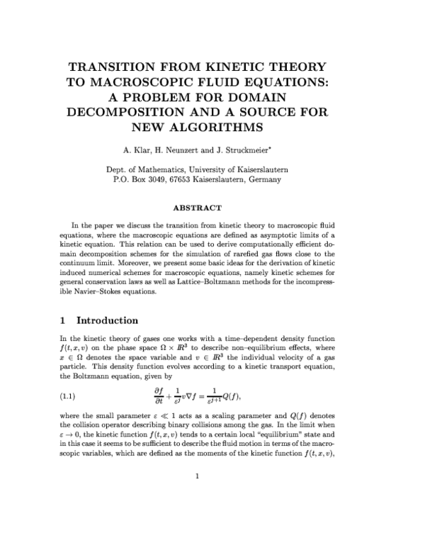 (PDF) Transition from Kinetic theory to macroscopic fluid equations: A ... (PDF) Transition from Kinetic theory to macroscopic fluid equations: A ...