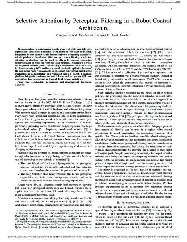 (PDF) Selective Attention by Perceptual Filtering in a Robot Control ...