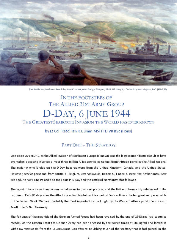 (PDF) D-Day, 6 June 1944: Part One - The Strategy