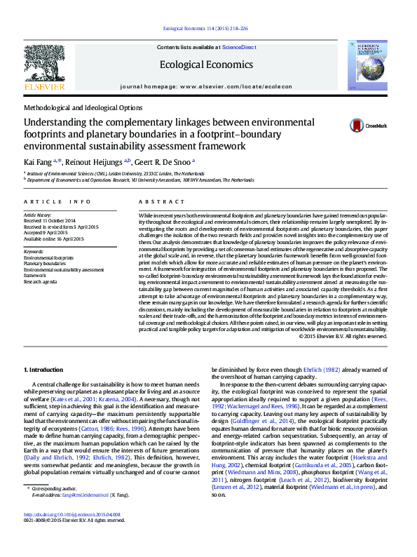 (PDF) Understanding the complementary linkages between environmental ...