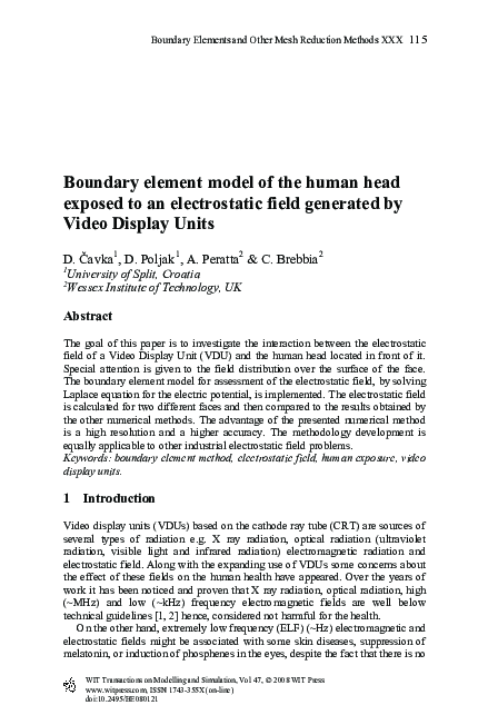 (PDF) Boundary element model of the human head exposed to an ...