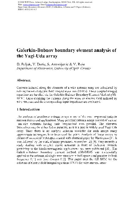 (PDF) Galerkin-Bubnov Boundary Element Analysis Of The Yagi-Uda Array ...