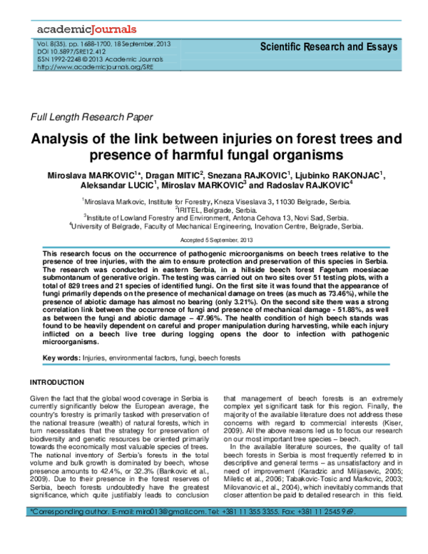 (PDF) Analysis of the link between injuries on forest trees and ...