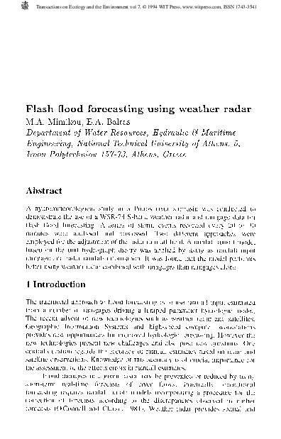 (PDF) Flash flood forecasting using weather radar