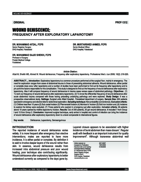 (PDF) Wound Dehiscence