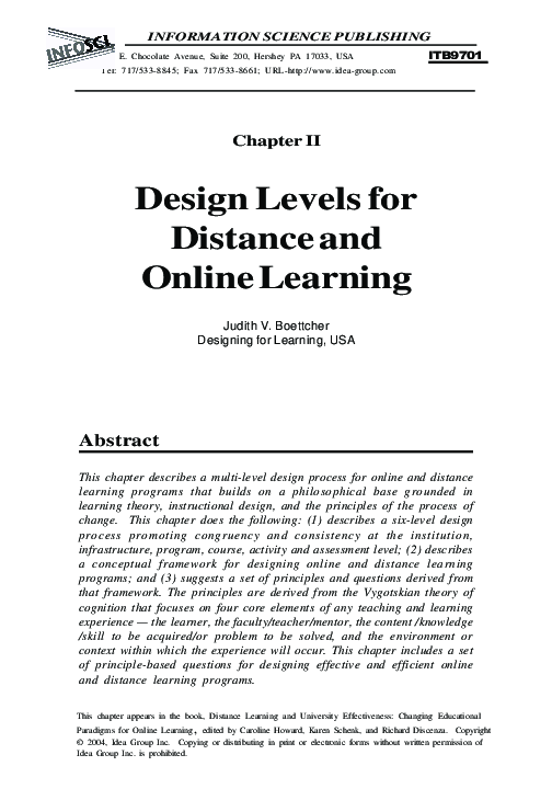 (PDF) Design Levels for Distance and Online Learning