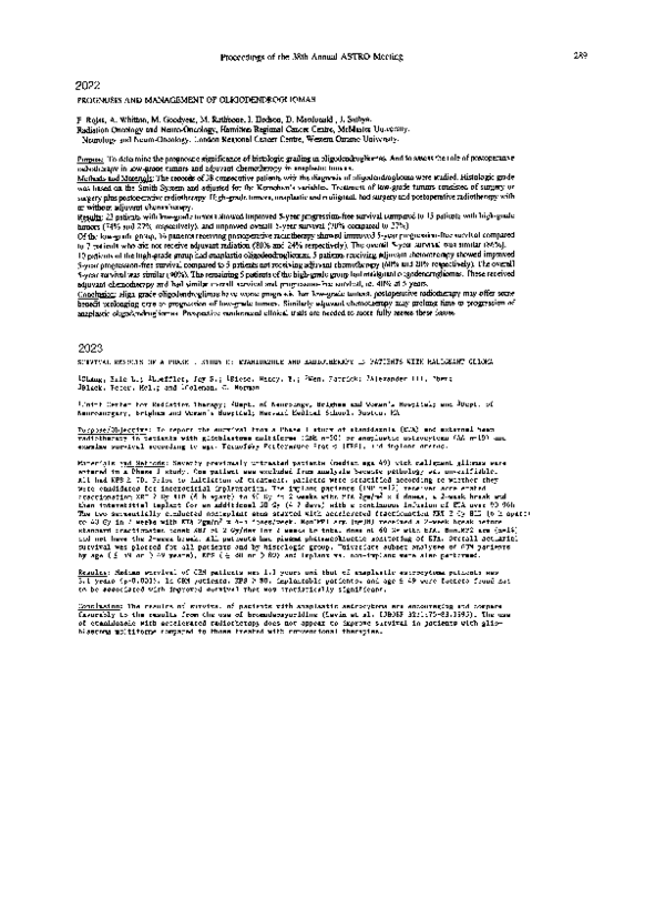 (PDF) 2022 Prognosis and management of oligodendrogliomas | Fernando mendiola rojas Rojas ...