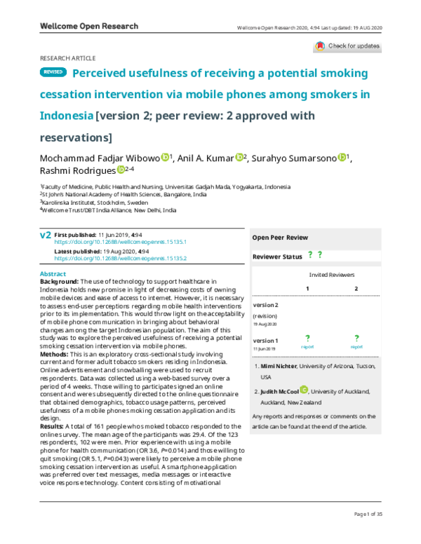 (PDF) Perceived usefulness of receiving a potential smoking cessation ...