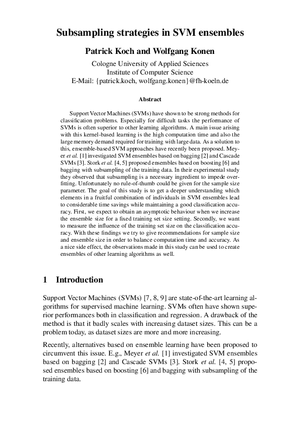 (PDF) Subsampling strategies in SVM ensembles