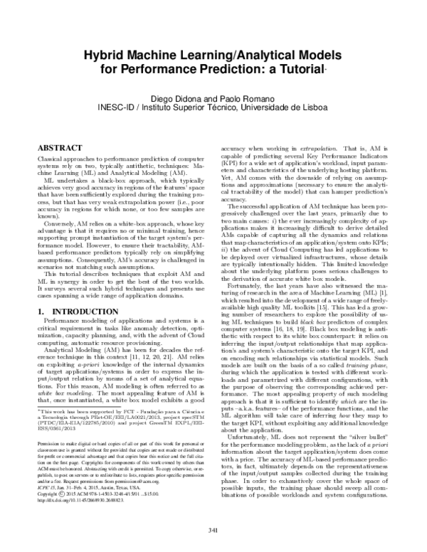 (PDF) Hybrid Machine Learning/Analytical Models for Performance Prediction